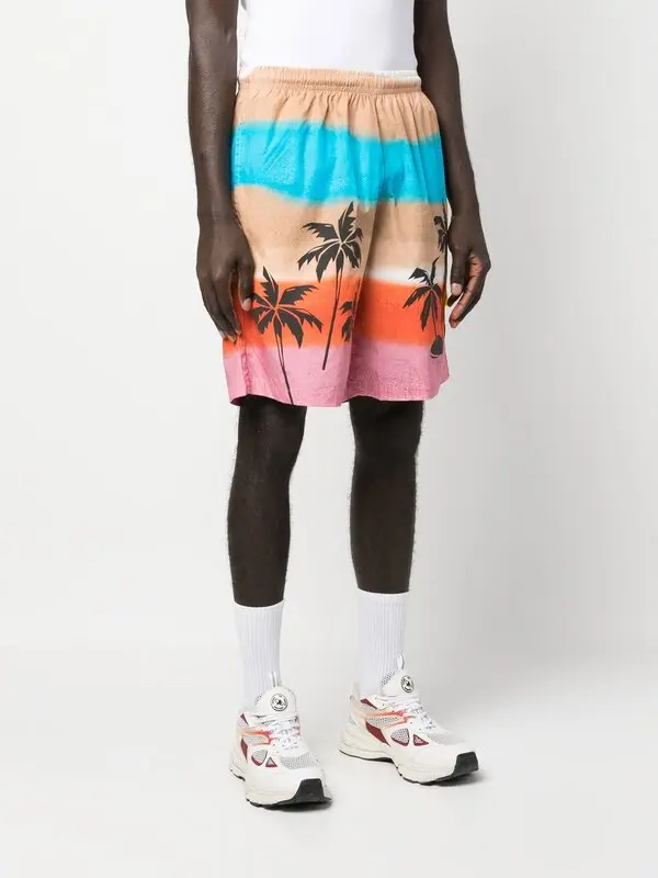 BARROW Palm-tree Print Bermuda Shorts