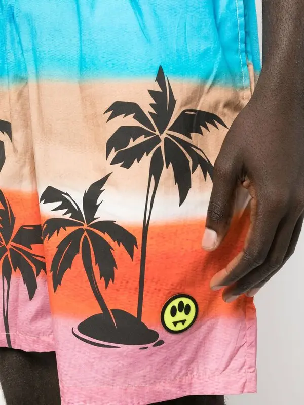 BARROW Palm-tree Print Bermuda Shorts