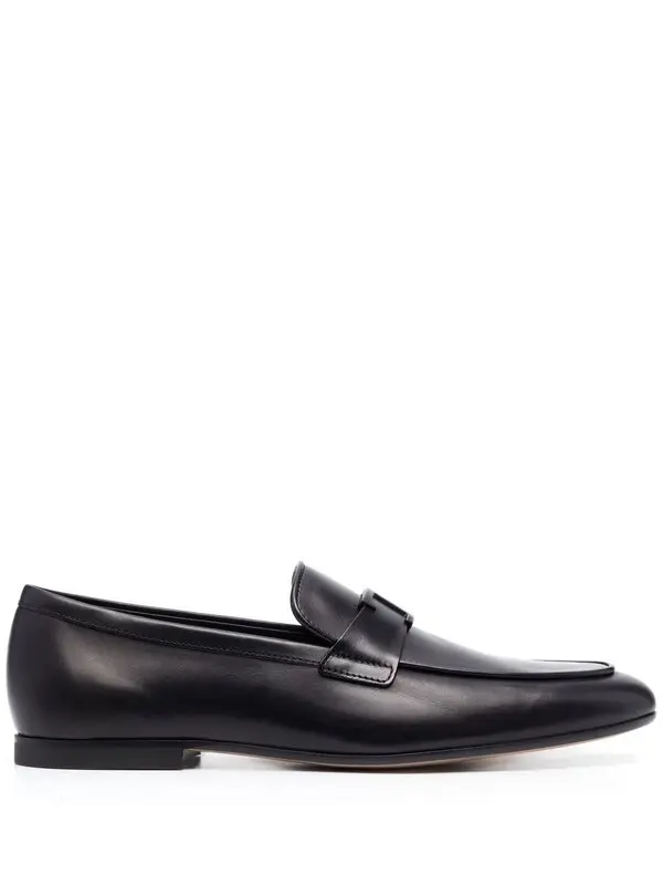 TOD'S Logo-plaque Leather Loafers - Black