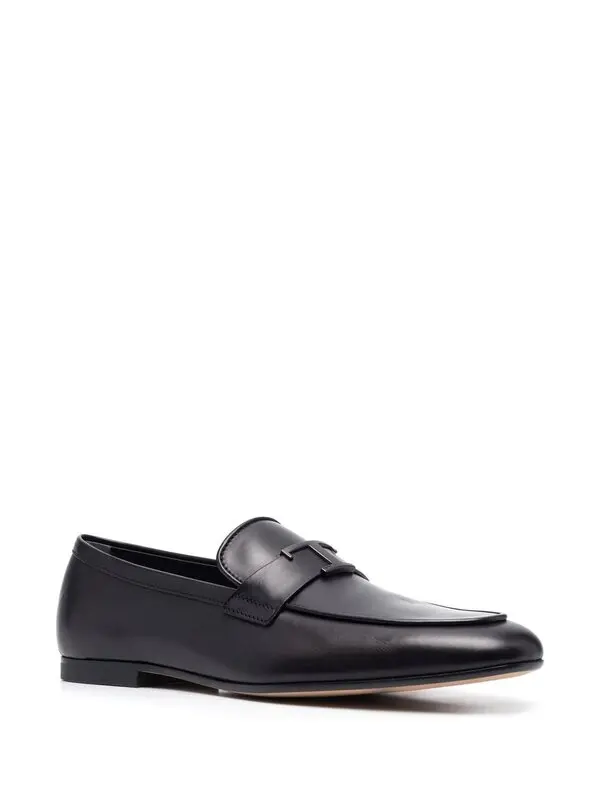 TOD'S Logo-plaque Leather Loafers - Black