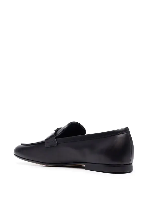 TOD'S Logo-plaque Leather Loafers - Black
