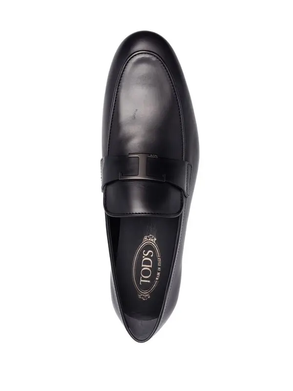 TOD'S Logo-plaque Leather Loafers - Black
