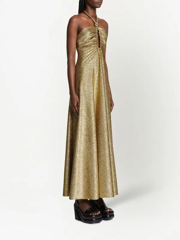 proenza schouler dress gold Metallic-Effect Jersey Halterneck In - 65% Off New In Collection
