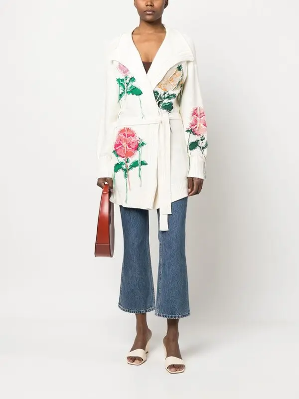 TWINSET Floral Intarsia-knit Cardigan