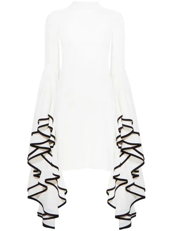 Proenza Schouler Crepe Ruffle Sleeve Mini Dress - White