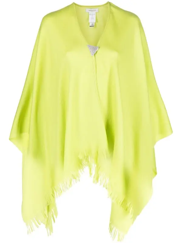 Fabiana Filippi Bead-embellished Fringed Cape - Green