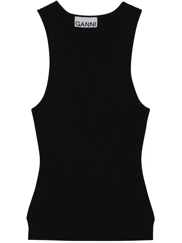 GANNI Panelled Rib-knit Vest Top