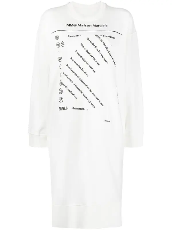 MAISON MARGIELA Logo Print Sweatshirt Dress - White