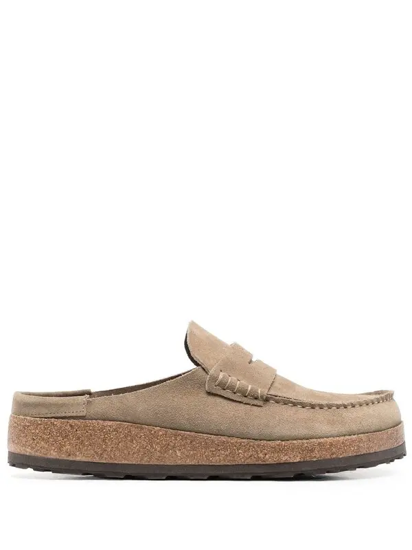 BIRKENSTOCK Suede Slip-on Mules With Cork Platform Sole
