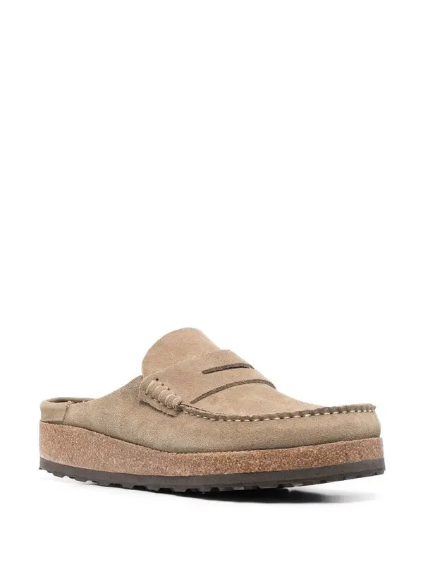 BIRKENSTOCK Suede Slip-on Mules With Cork Platform Sole
