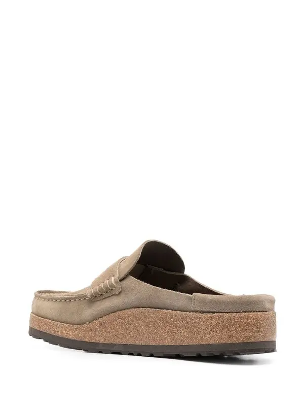 BIRKENSTOCK Suede Slip-on Mules With Cork Platform Sole
