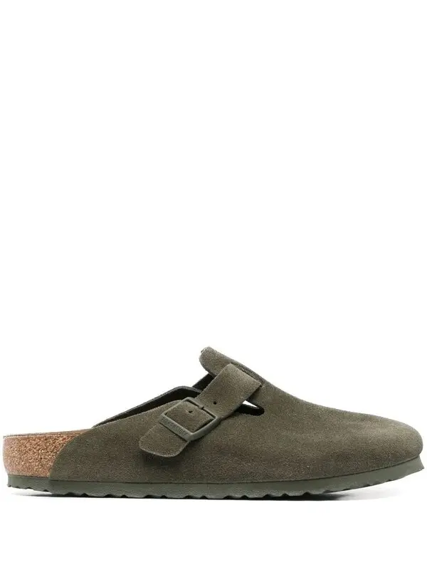 BIRKENSTOCK Suede Leather Slippers - Green