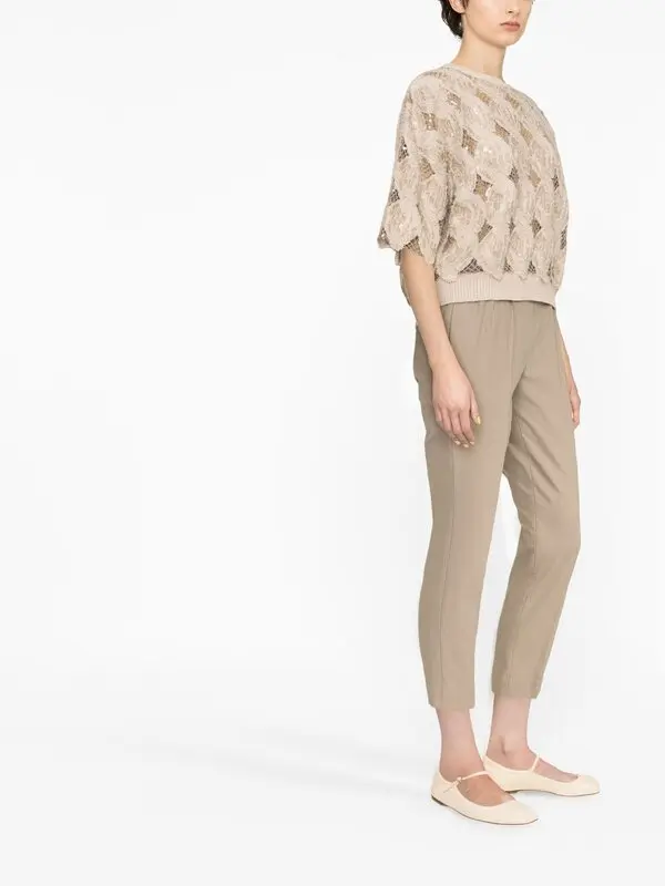 Brunello Cucinelli Cropped Tapered Trousers - Neutrals