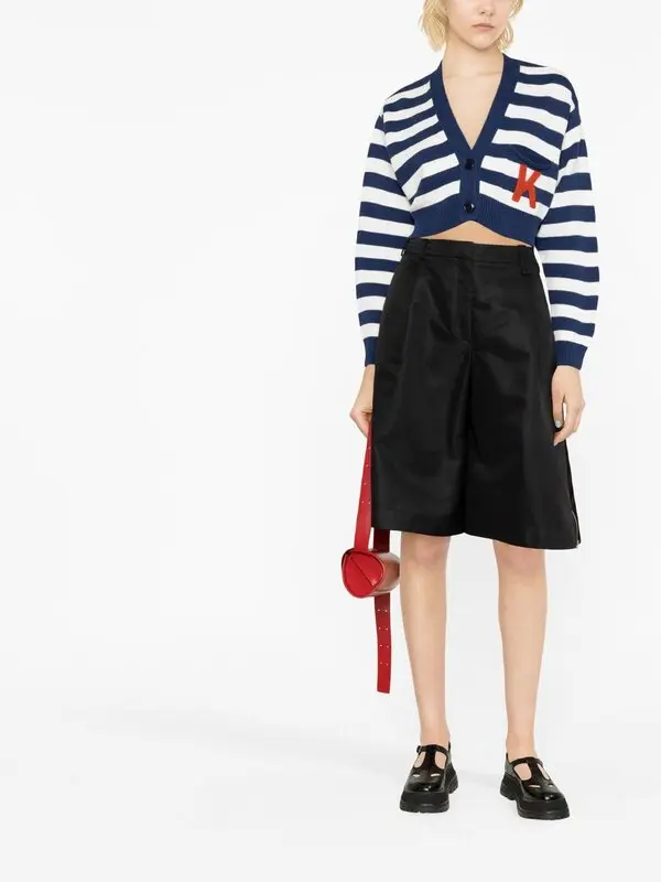 Kenzo Nautical Striped Cropped Cardigan - Blue