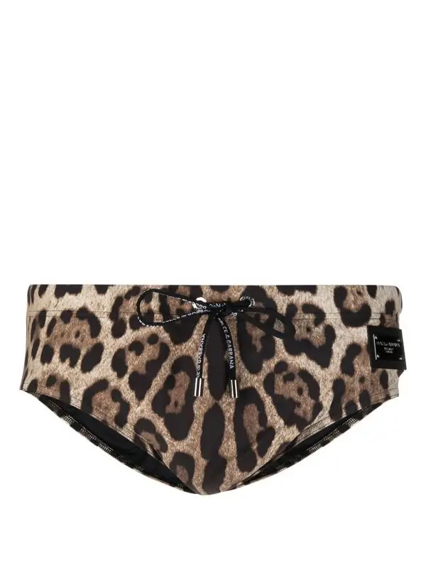 Dolce & Gabbana Leopard Print Trunks - Brown