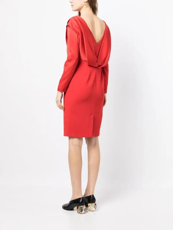 paule ka red dress Paule Ka Long Draped Woven Dress In Red
