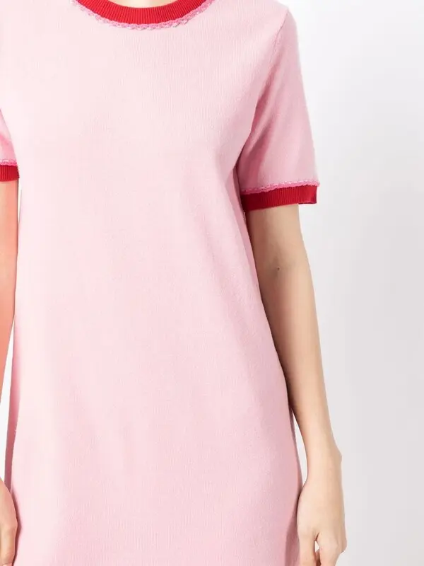 Paule Ka Contrast-Trim Knit Dress In Pink - 84% Off | Editorialist