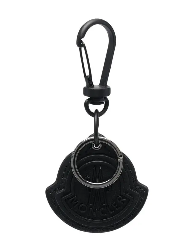 Moncler Logo Charm Keyring - Black