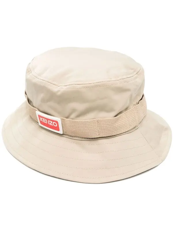 Kenzo Side Logo-patch Bucket Hat - Neutrals