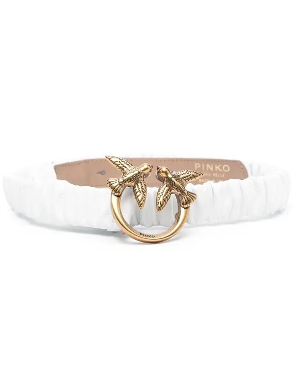 Pinko Love Birds Gathered Belt - White