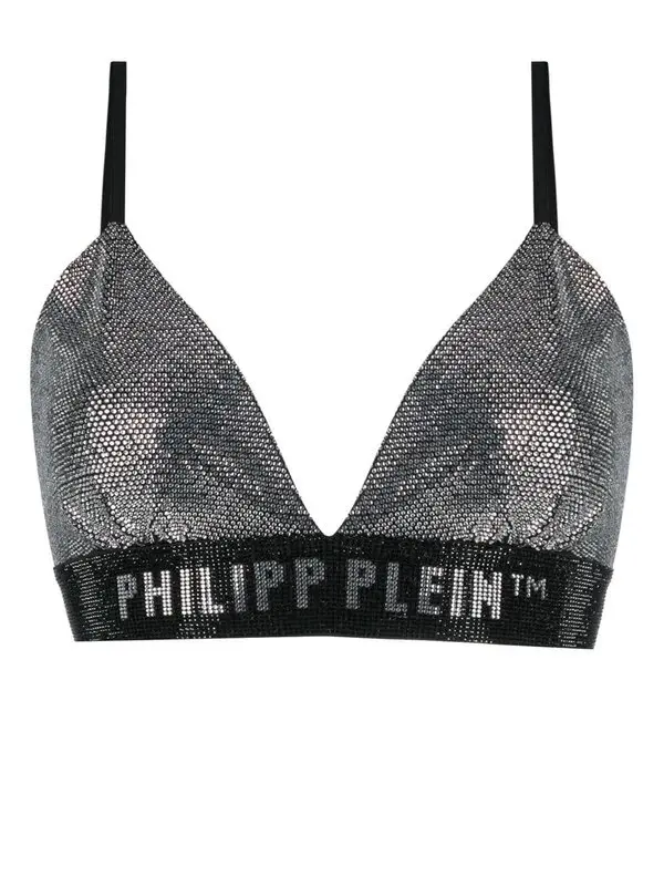 Philipp Plein Rhinestone Embellished Bra - Silver