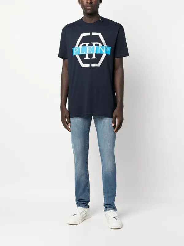 Philipp Plein Premium-hexagon Straight-fit Jeans - Blue