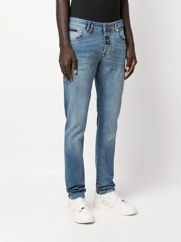 Philipp Plein Premium-hexagon Straight-fit Jeans - Blue