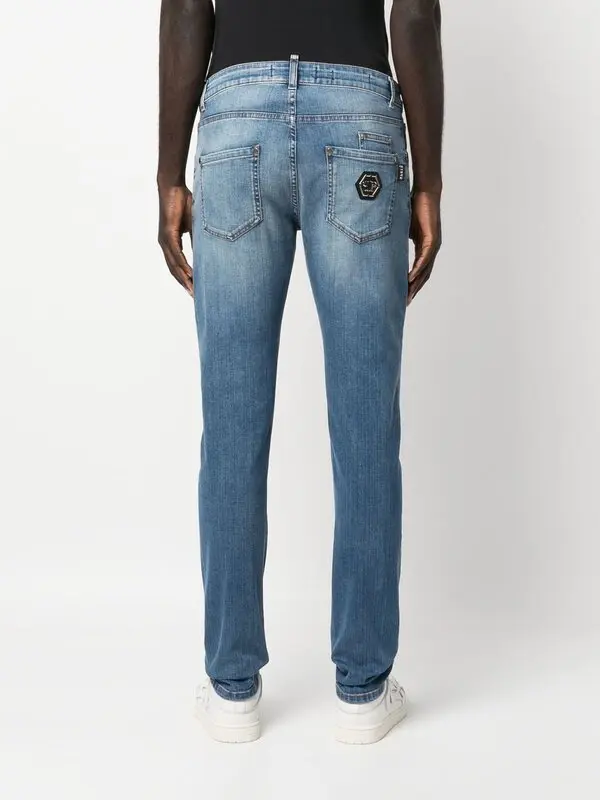 Philipp Plein Premium-hexagon Straight-fit Jeans - Blue