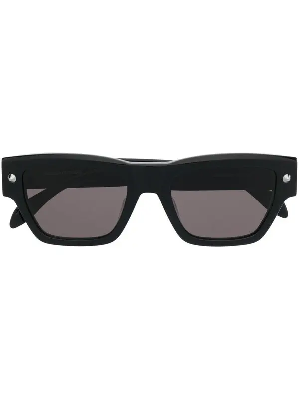 Alexander McQueen Engraved-logo Square Sunglasses - Black