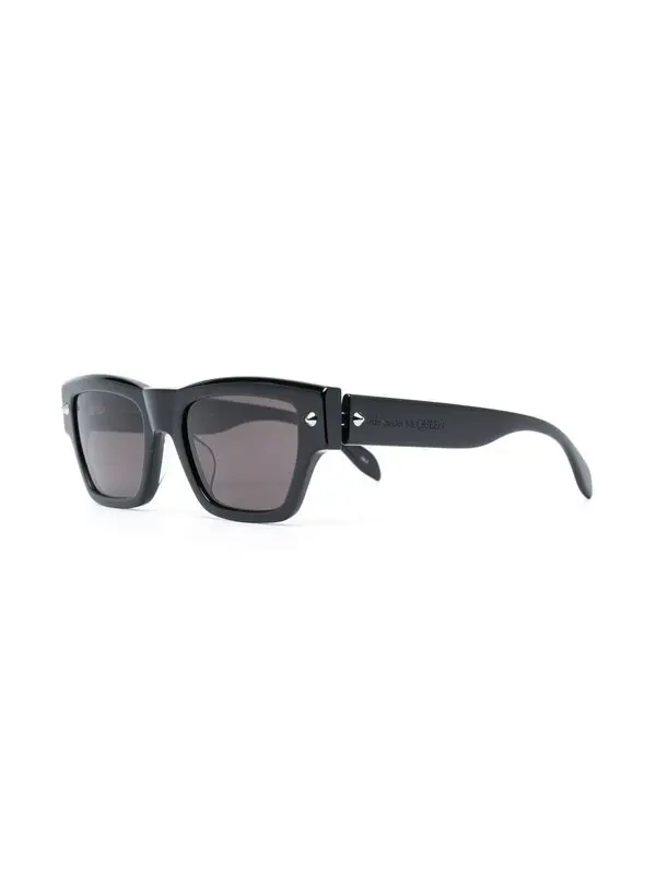 Alexander McQueen Engraved-logo Square Sunglasses - Black