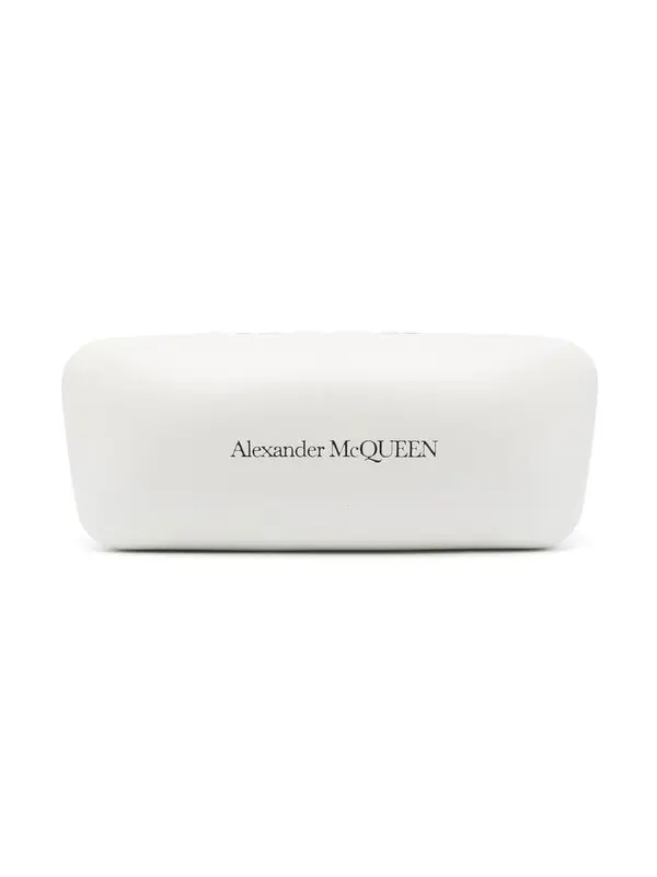 Alexander McQueen Engraved-logo Square Sunglasses - Black