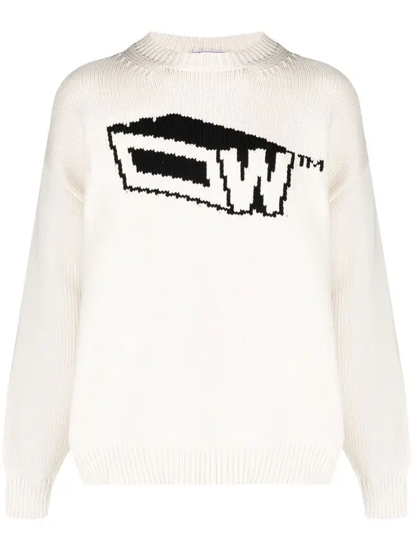 Off-White Intarsia-logo Knitted Jumper - White