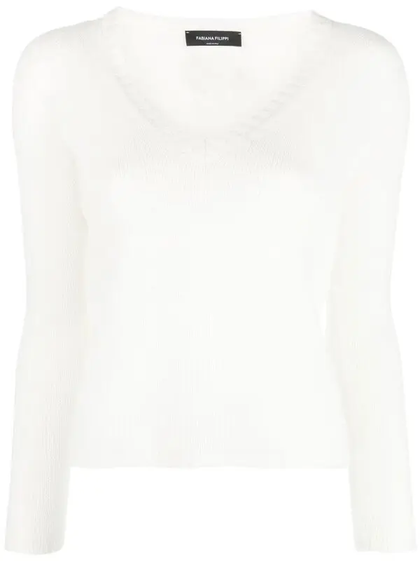 Fabiana Filippi Cashmere V-neck Jumper - White
