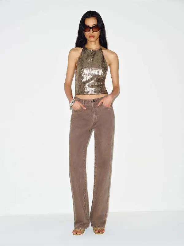 REFORMATION Val 90s Mid Rise Straight Jeans - Brown