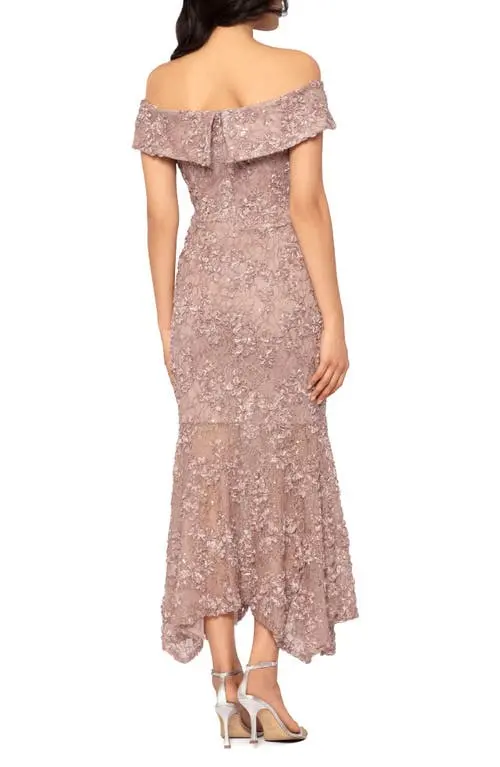 knee length dresses for ladies XScape Allie V-Neckline Long Sleeves Back Zipper Side Ruffle Sheath Midi  Dress main image 0