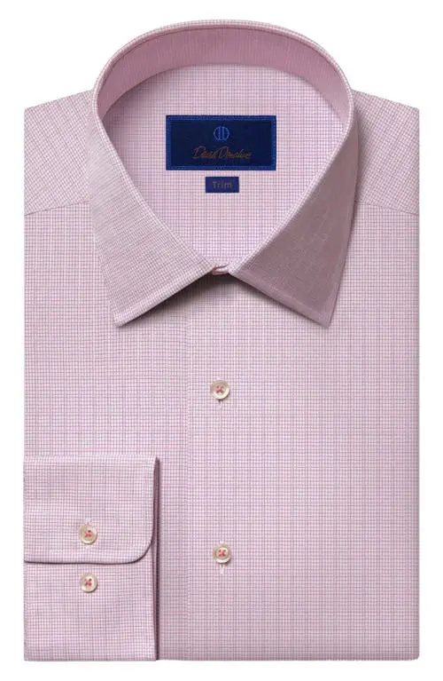 David Donahue Trim Fit Dress Shirt - White/pink