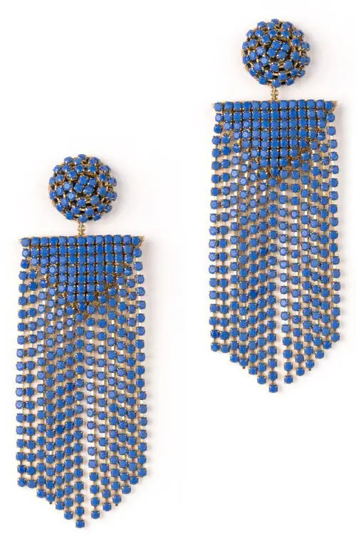 Deepa Gurnani Fanning Crystal Drop Earrings - Denim