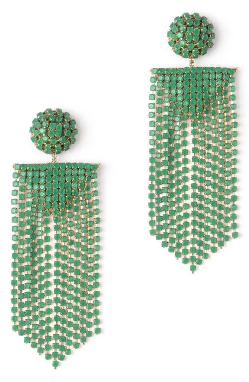 Deepa Gurnani Fanning Crystal Drop Earrings - Green
