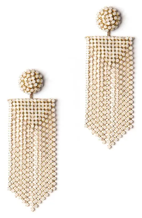 Deepa Gurnani Fanning Crystal Drop Earrings - Ivory