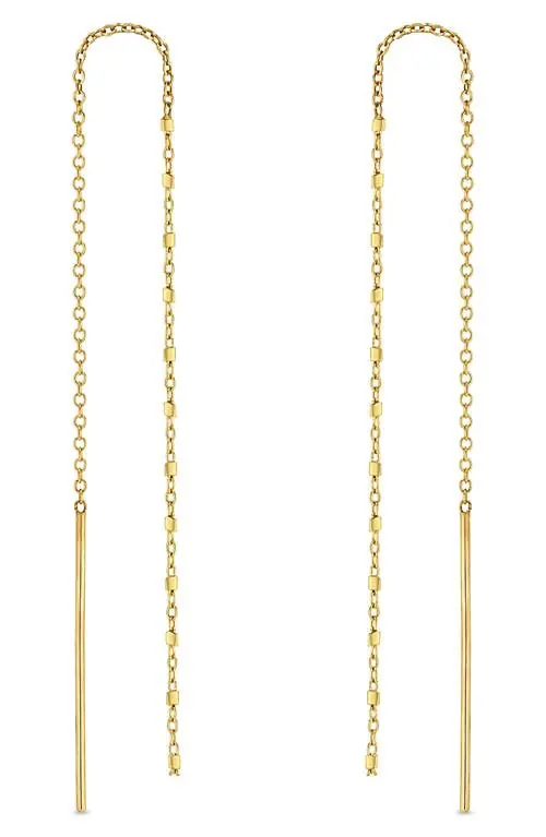 Zoe Chicco Square Bead Chain Threader Earrings - Yellow Gold