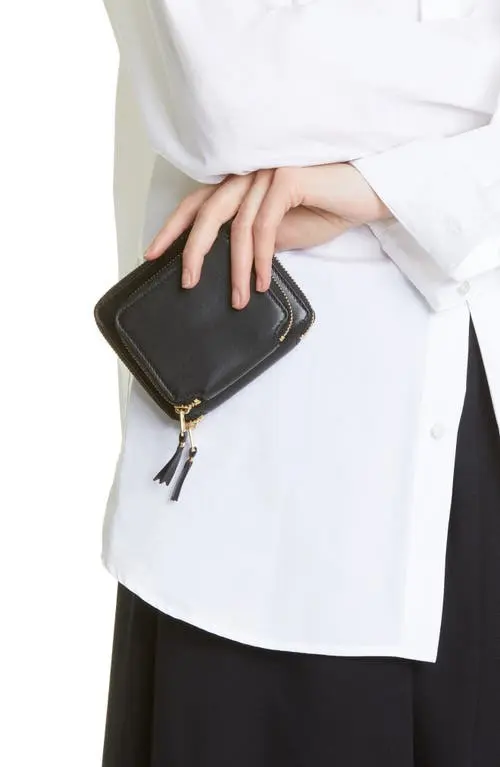 Comme Des Garçons Outside Pocket Two-compartment Leather Wallet - Black