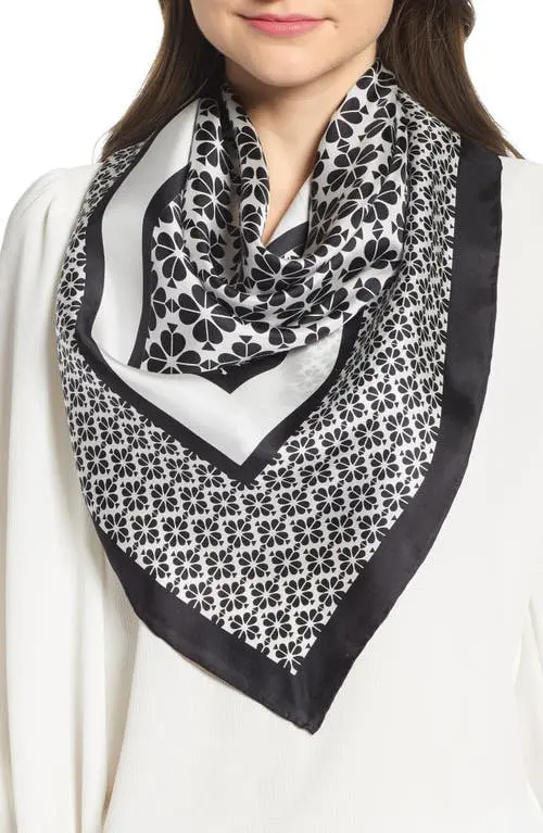 Kate Spade New York Spade Flower Square Silk Scarf In Black  display picture 1