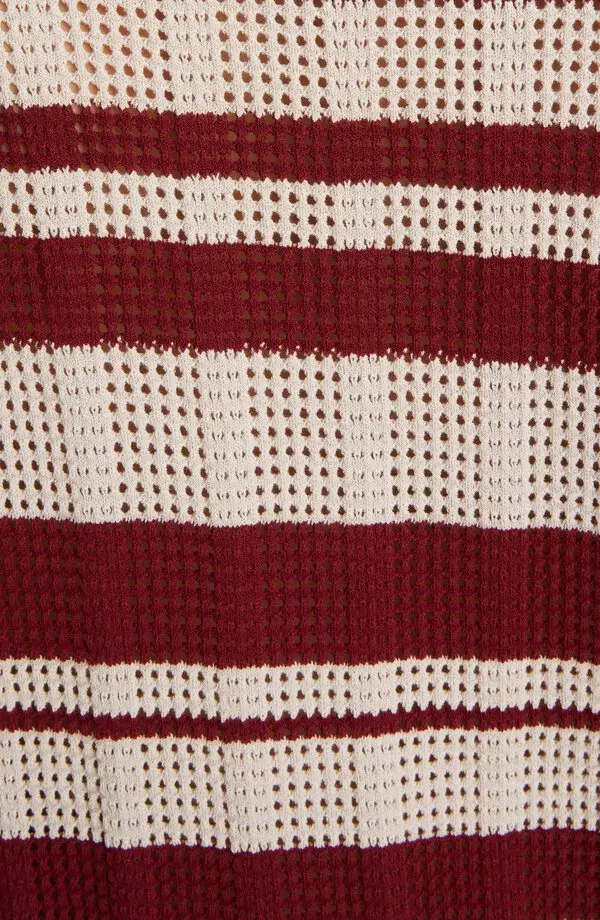 Dries Van Noten Mirko Stripe Sweater Polo In Bordeaux - 50% Off