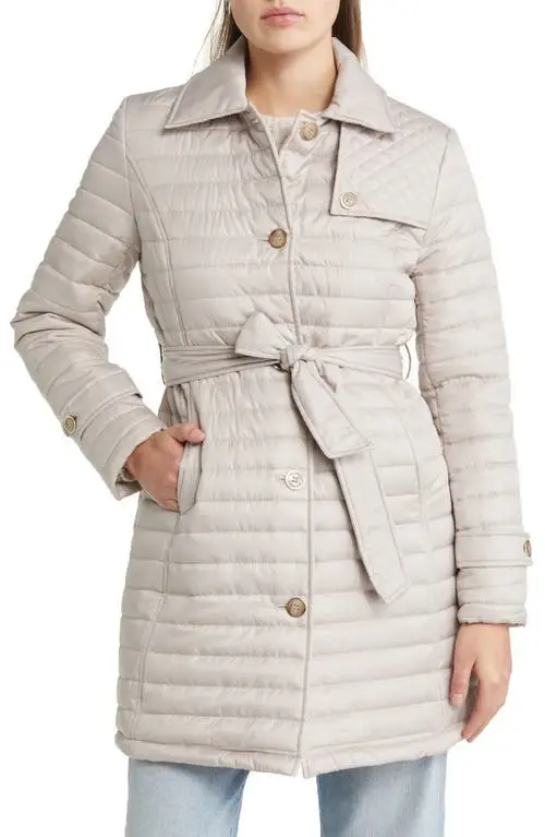 Via Spiga Water-resistant Quilted Trench Coat - Oyster