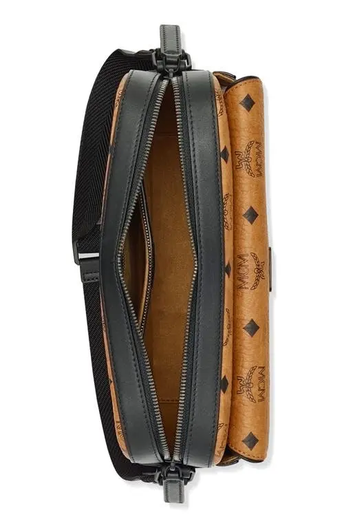 Mcm Medium Aren Coated Canvas Crossbody Bag