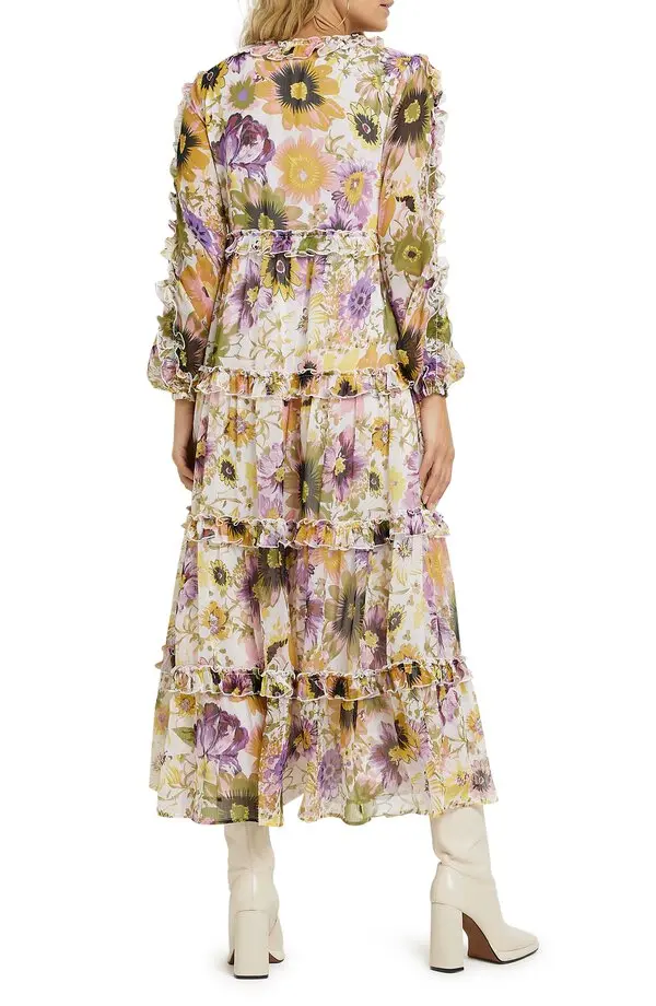 River Island Freddie Floral Ruffle Long Sleeve Midi Dress In White - 56%  Off | Editorialist