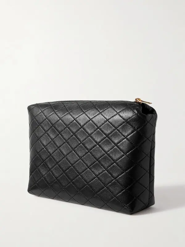 Saint Laurent Quilted Textured-leather Pouch