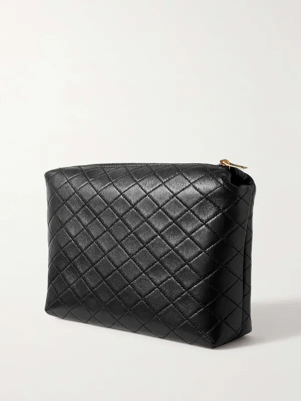 Saint Laurent Quilted Textured-leather Pouch
