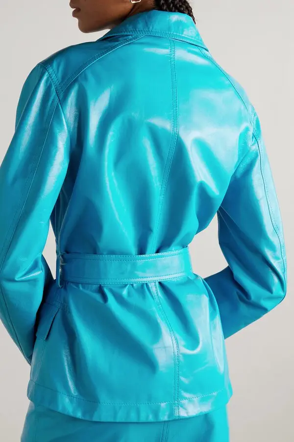 Bottega Veneta Belted Glossed-leather Jacket