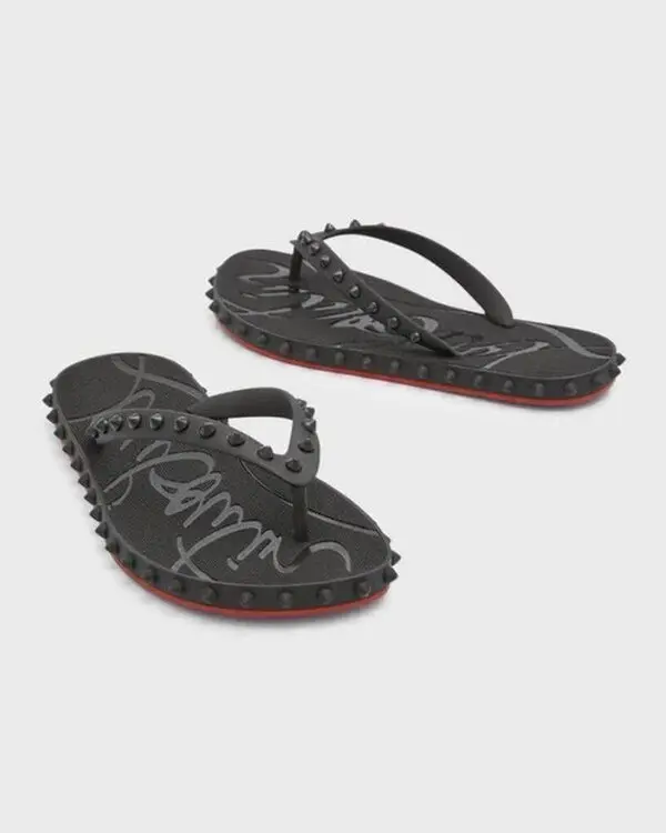 CHRISTIAN LOUBOUTIN Donna Spike Flip Flops - Black